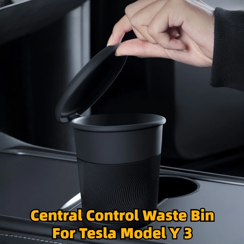 For-Tesla-Model-Y-3-Silicone-Central-Control-Waste-Bin-Bear-Trash-Can ...