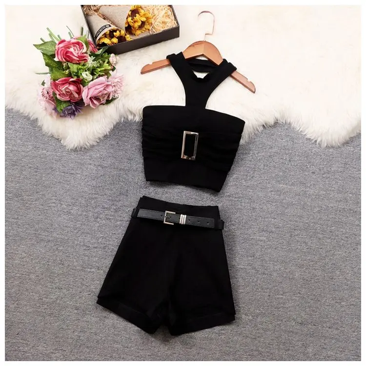 Women Sexy Night Club Short Suit Crop Top And Pant Two Piece Set Ladies ...