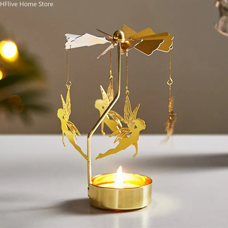 Metal-Rotating-Spinner-Carousel-Candle-Tea-Light-Holder-Table-Rotating ...
