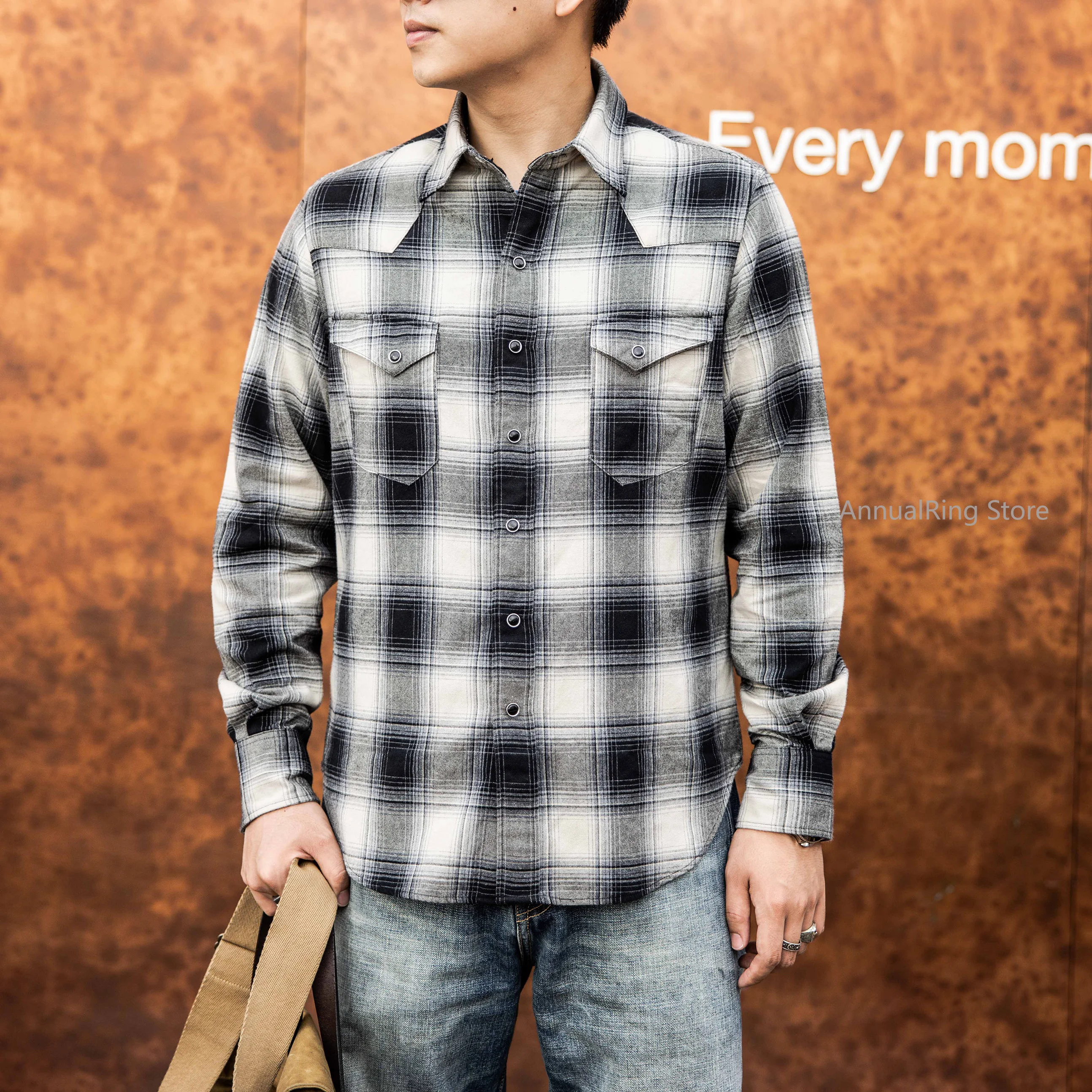 Red Tornado Men’s Vintage Western Plaid Flannel Shirt Long Sleeve ...