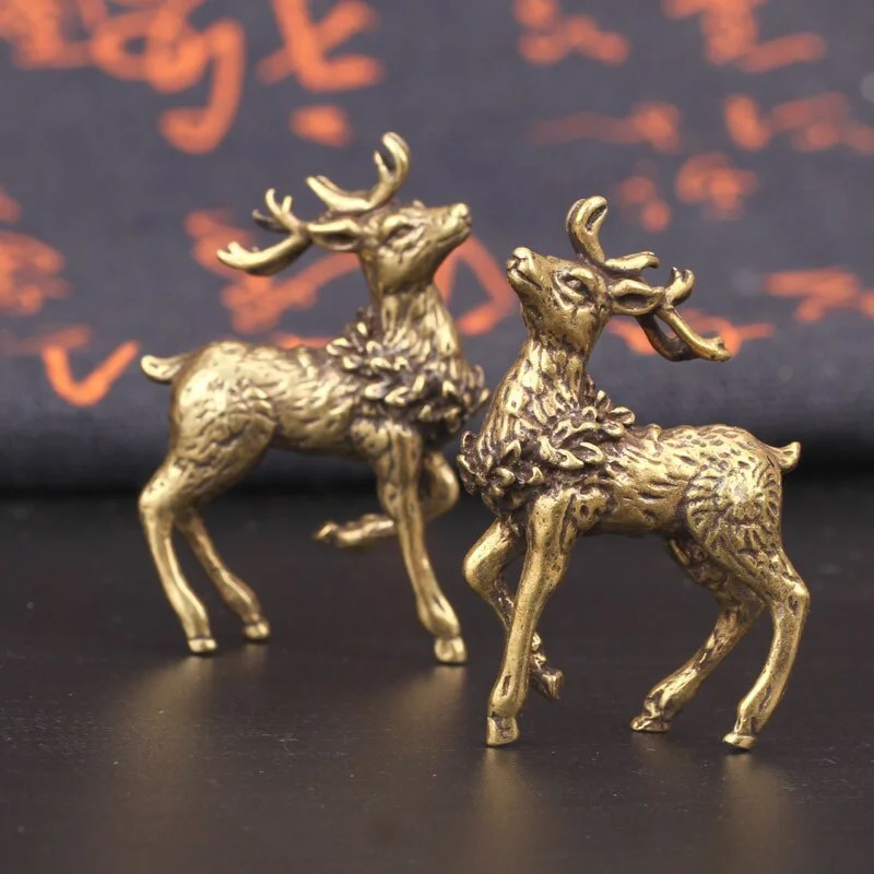 2PCS-Vintage-Pure-Copper-Deer-Ornaments-A-Pair-of-Solid-Brass-Sika-Deer ...