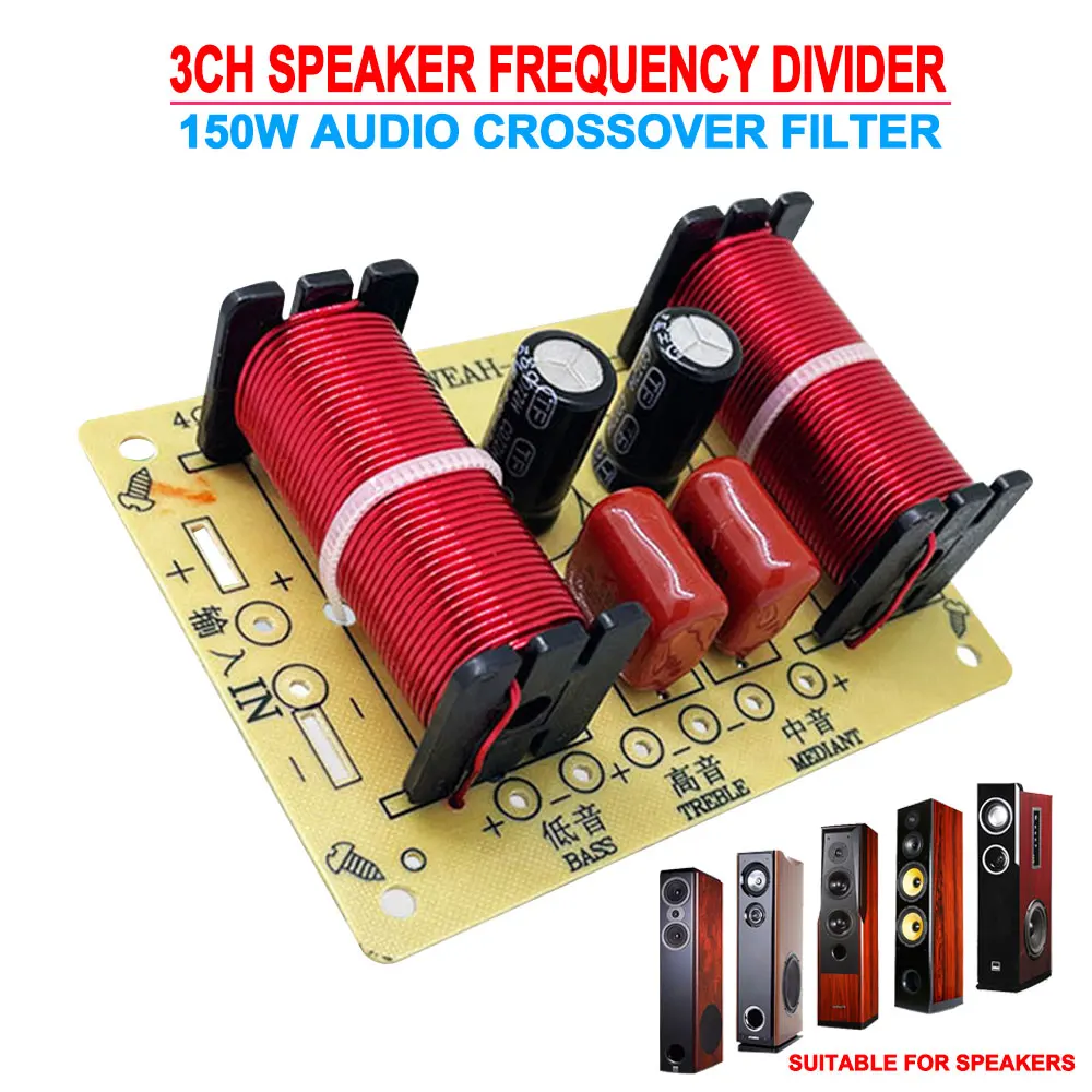 3-Way-HiFi-Speaker-Frequency-Divider-150W-Audio-Crossover-Filter-Treble ...