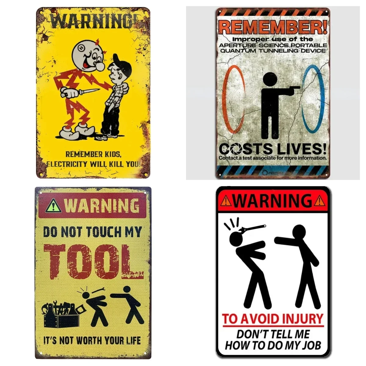 1pc-Vintage-Metal-Aluminium-Sign-Remember-Kids-Electricity-Will-Kill ...