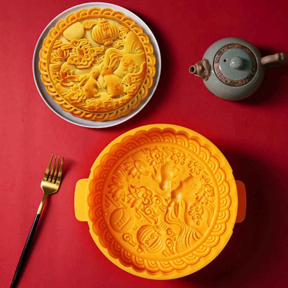 Round-Large-Moon-Cake-Mold-Classic-600g-Plastic-Pastry-Decoration-Hand ...