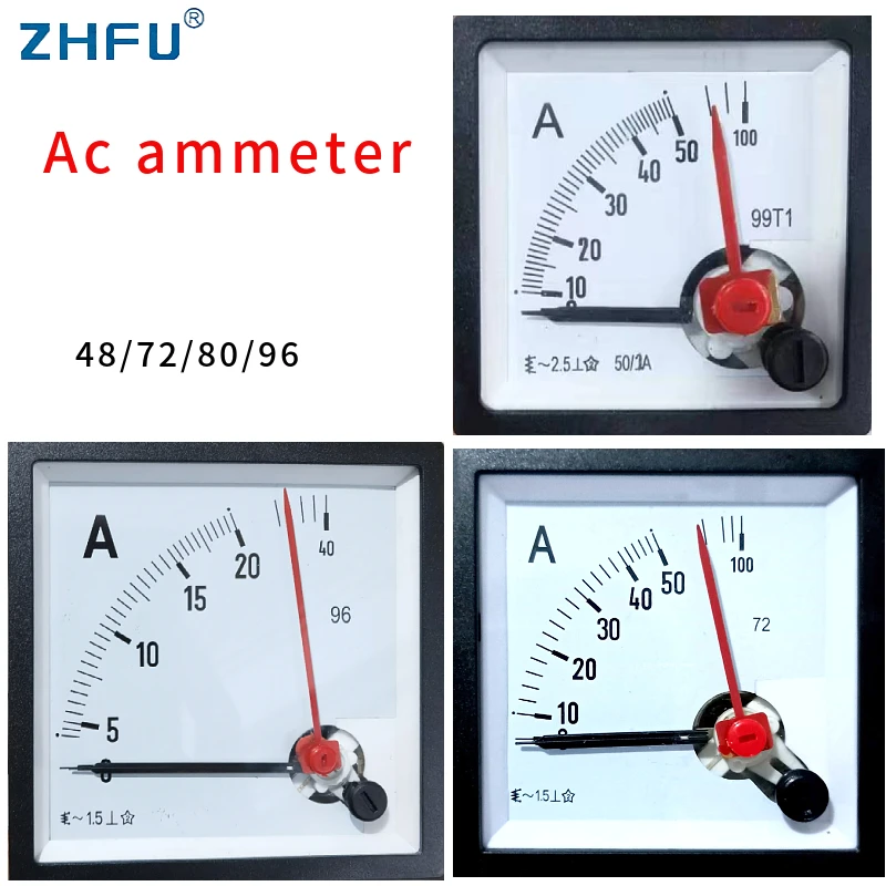 Pointer type AC ammeter 5A10A20A30A50A100/5A 200/5A Two pointer ammeter ...