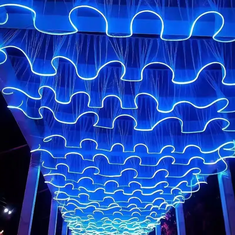 Fashion Wedding Ceiling Gauze Curtains,glowing Waves Props, Hanging ...