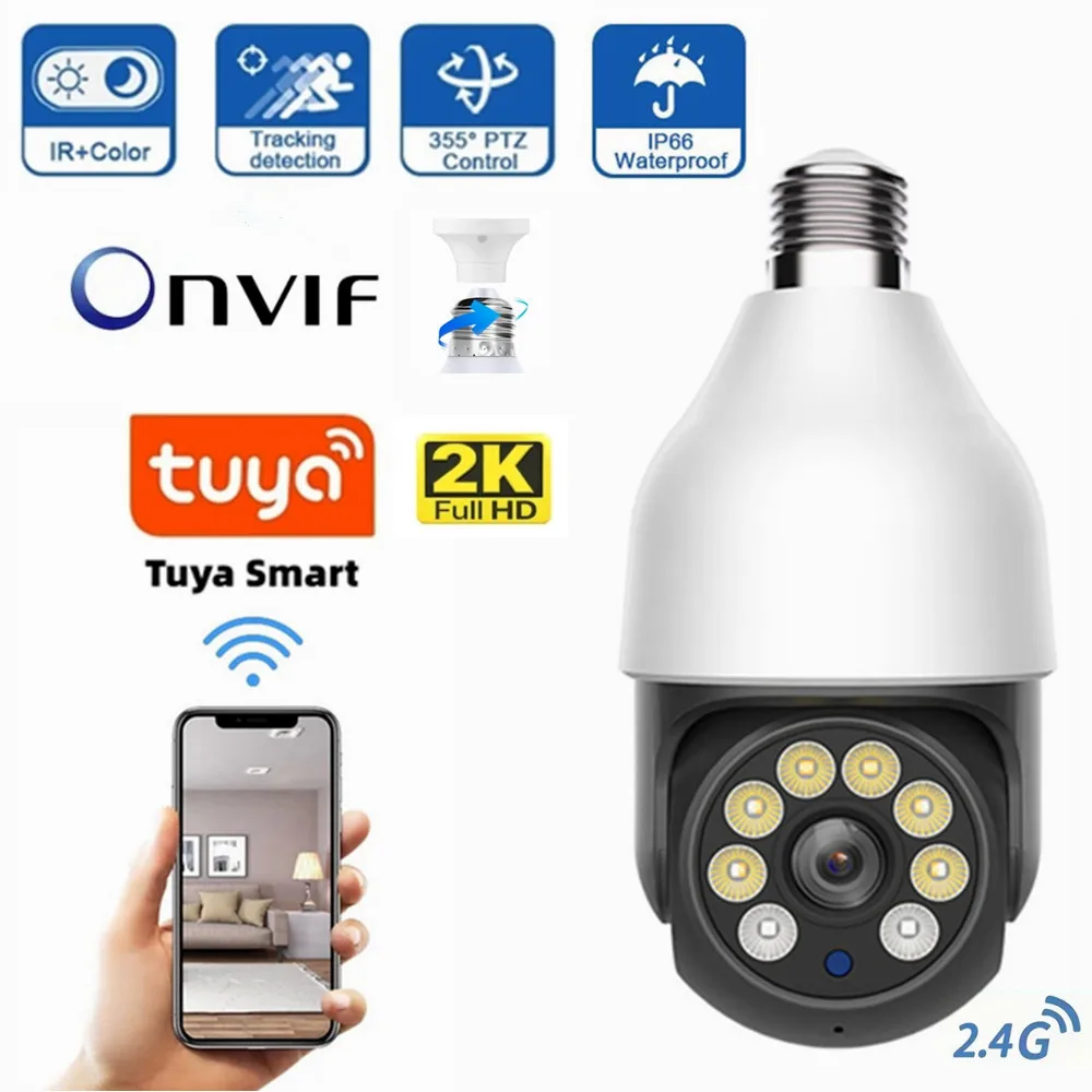 Tuya-Smart-2K-3MP-2-4G-Wifi-Light-Bulb-Camera-Outdoor-Home-Security-4X ...