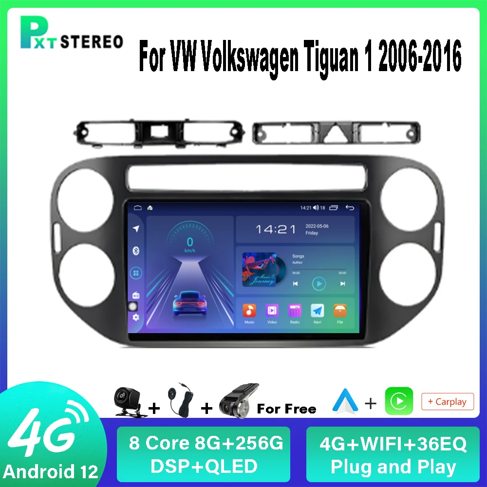 Pxton For VW Volkswagen Tiguan 1 2006 2016 Car Radio Android 12 Auto ...