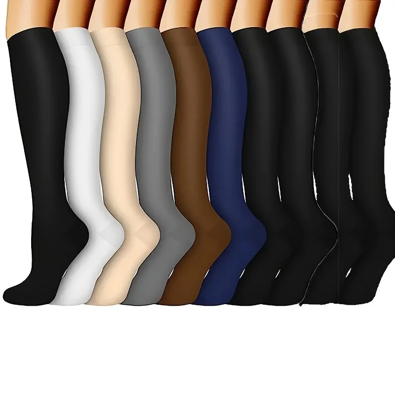 6-Pairs-Sports-Compression-Socks-Run-Long-Solid-Calf-Men-Women-Couple ...