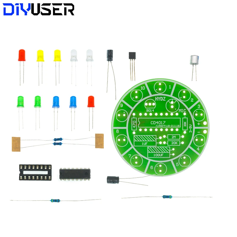 CD4017-colorful-voice-control-rotating-LED-light-kit-electronic ...