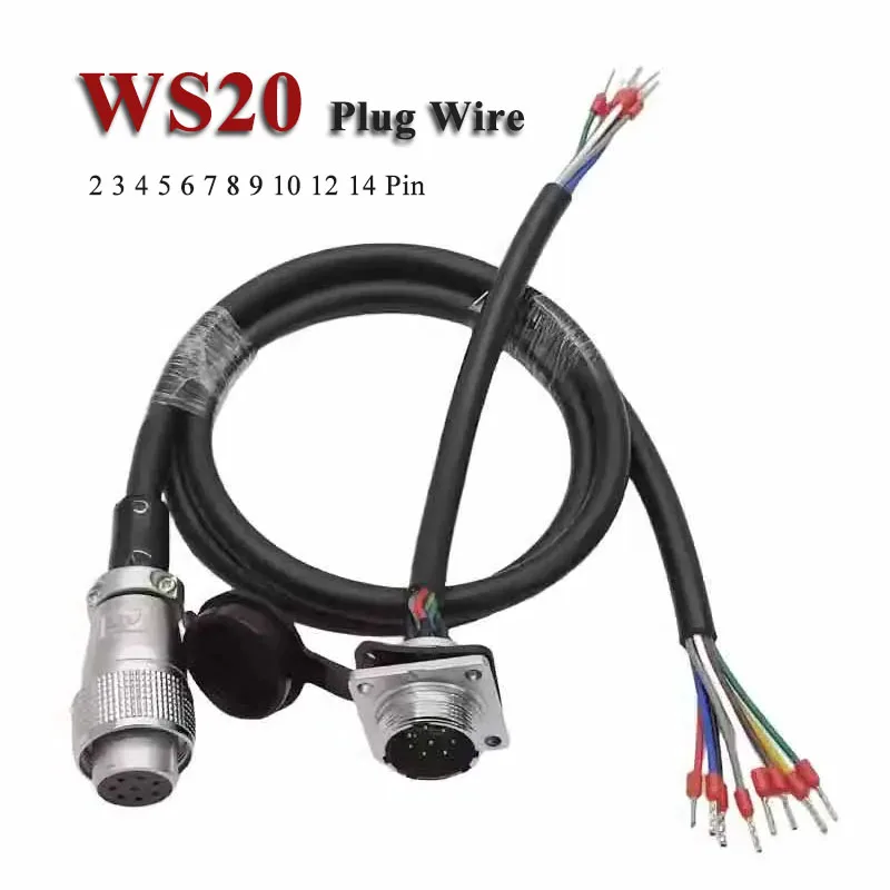 WS20 2 3 4 5 6 7 8 9 10 12 14 Pin Aviation Plug Cable with Termianal ...