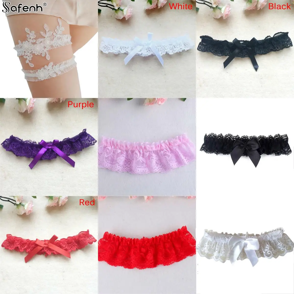 Rhinestone Embroidery Flower Beading White Sexy Garters Thigh Ring ...