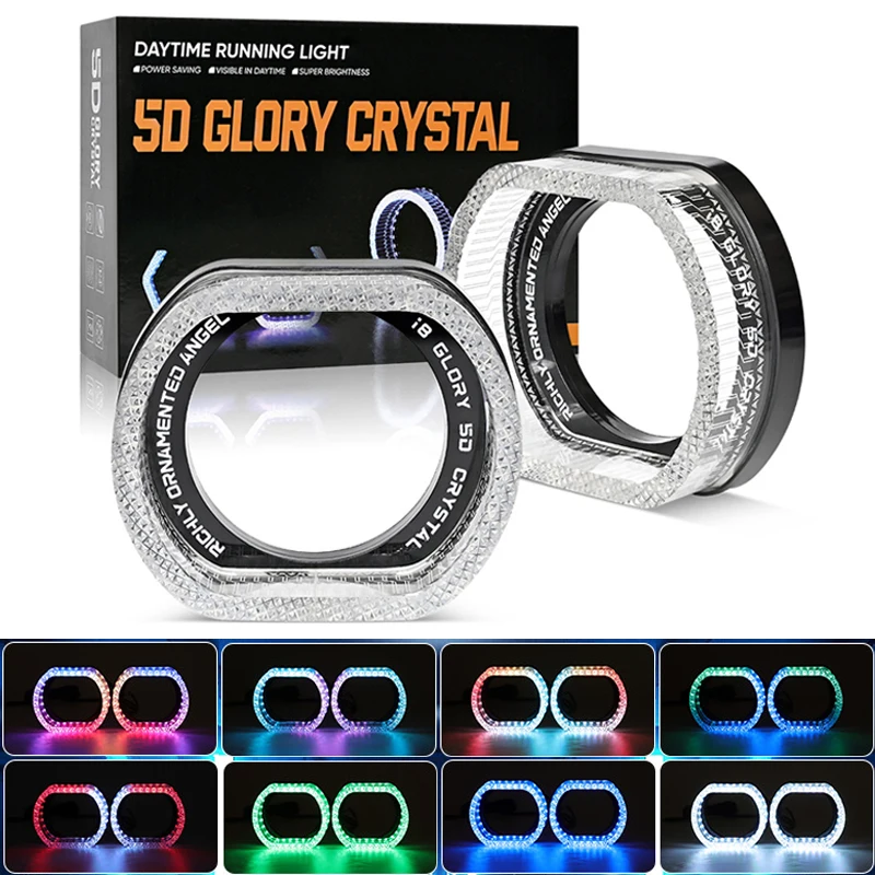 2.5"/3" 5D Crystal Angel Eyes Mask LED Halo Rings Fit Hella Bi-Xenon ...
