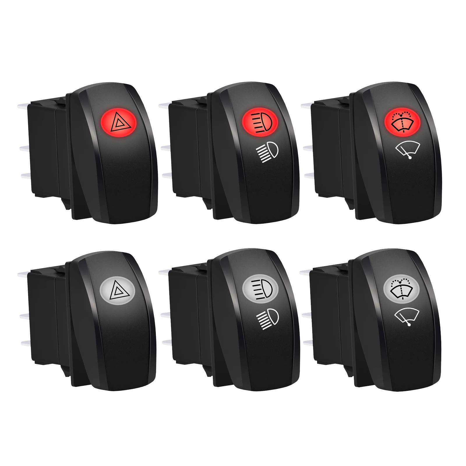 12V-HIGH-LOW-BEAM-Car-Rocker-Switch-Hazard-Warning-Red-Light-20A-Switch ...