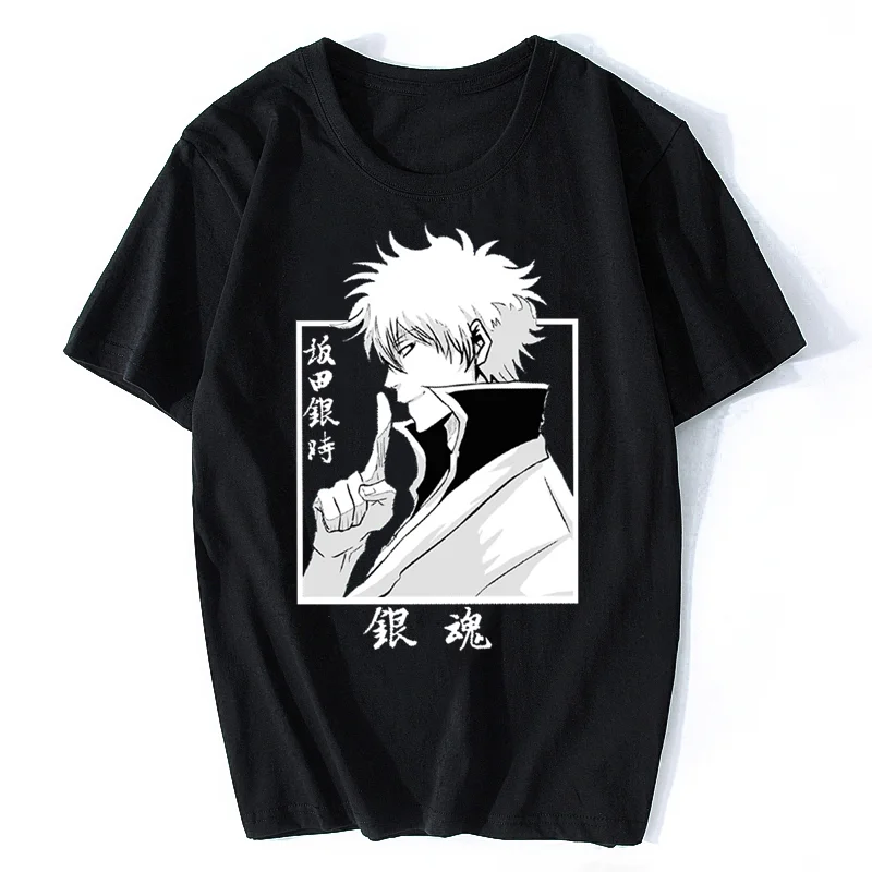 Gintama Sakata Gintoki Cool Men Summer Casual T-shirt Anime Cotton T ...