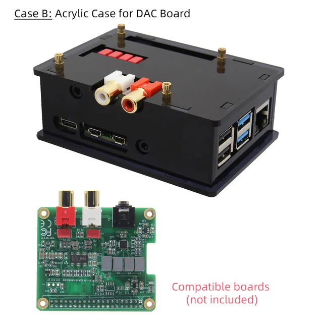Geekworm Raspberry Pi 4 Acrylic Case for Raspberry Pi 4 Model B & DAC+ ...