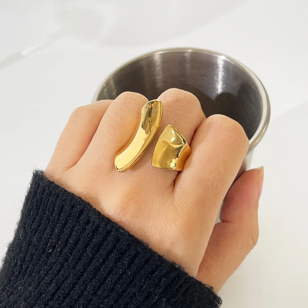 Anillo-ancho-Irregular-exagerado-Retro-para-mujer-chapado-en-oro-de-18K ...