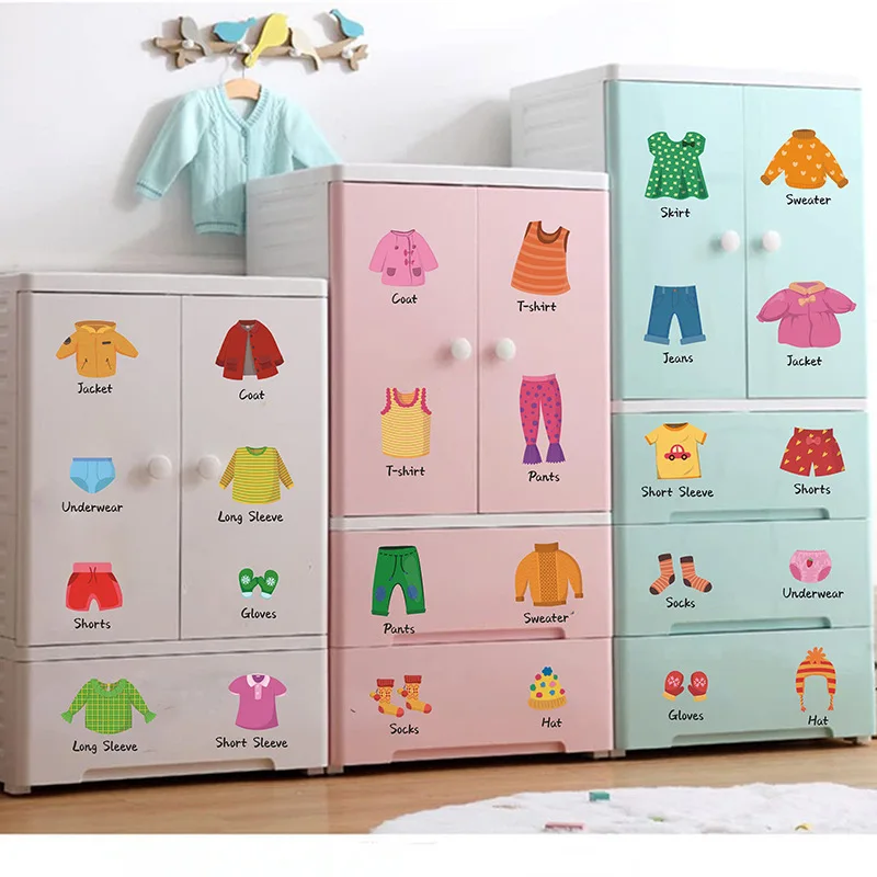 Wardrobe Stickers Clothes Classification Logo Creative Children's Room ...