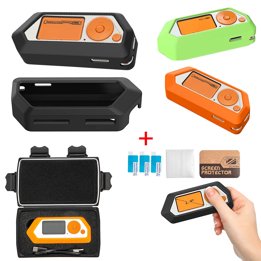 For-Flipper-Zero-3-piece-Set-Silicone-Case-Screen-Protector-Hard-Case ...