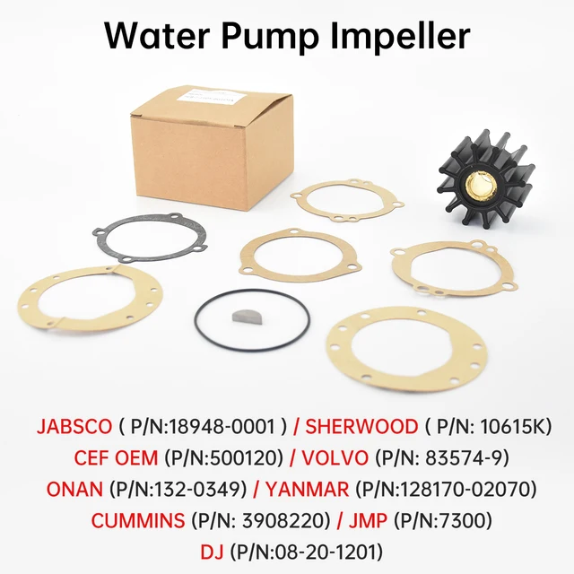 Flexible Water Pump Impeller For Jabsco 18948-0001 Sherwood 10615k ...