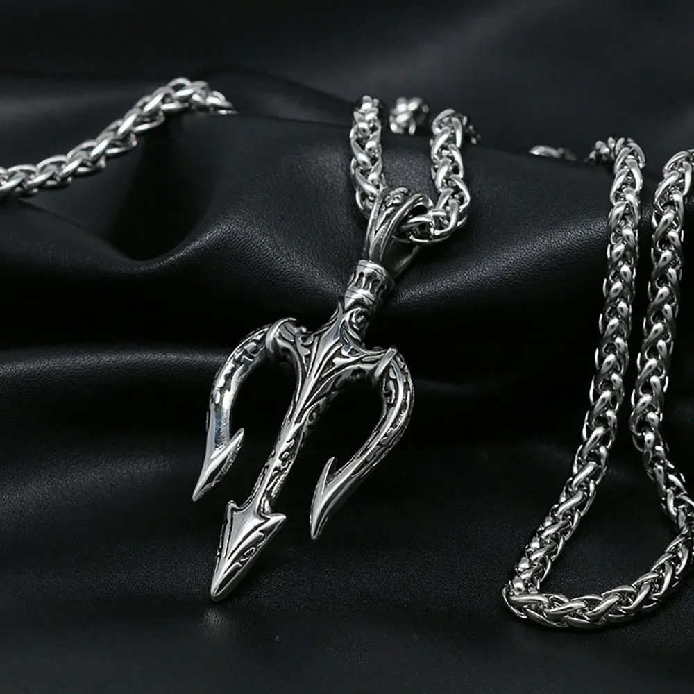 Vintage Greek Mythology Poseidon Trident Necklace Men Women Fashion ...