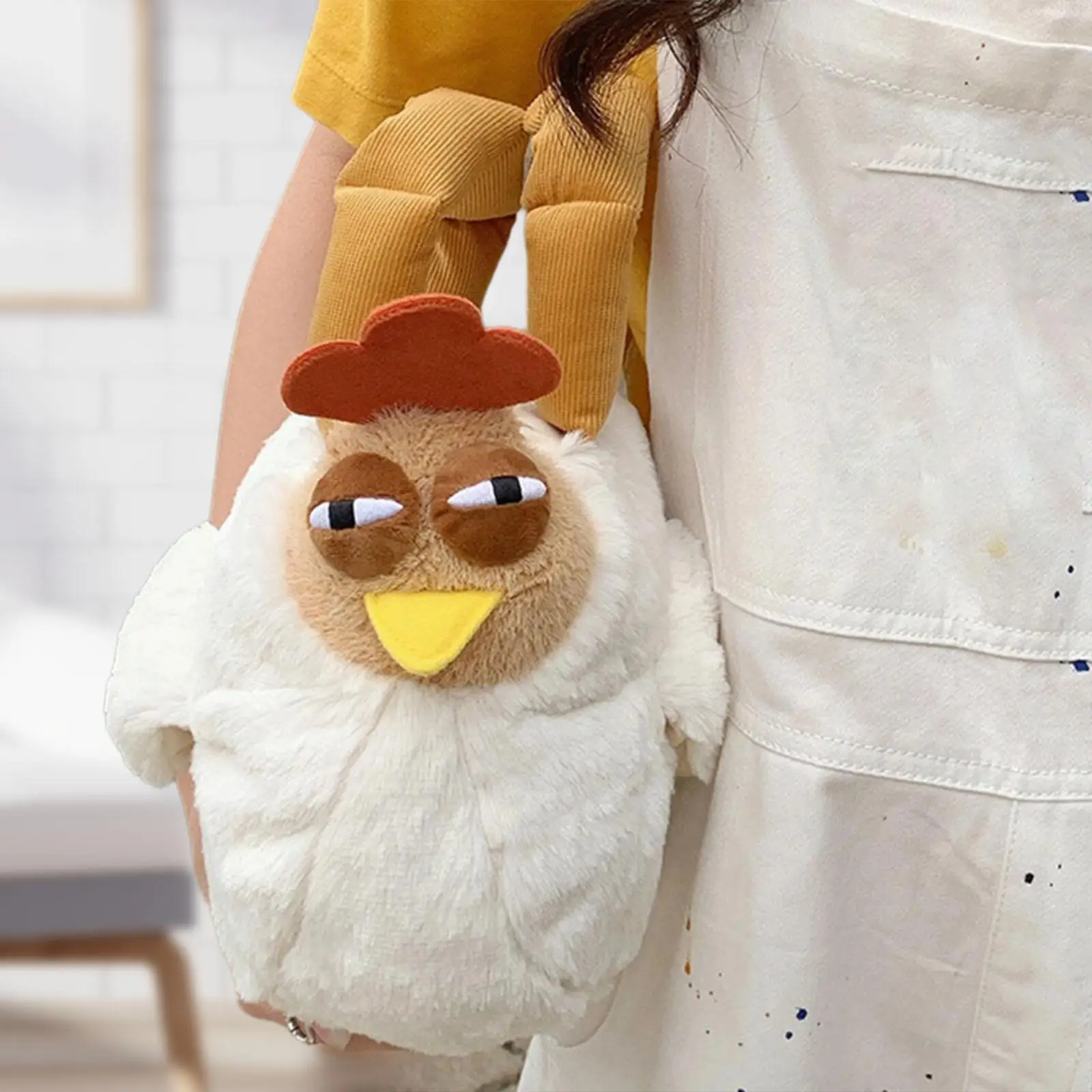 Plush-Bag-Zipper-Closure-Clutch-Purse-Large-Capacity-Cartoon-Hen ...