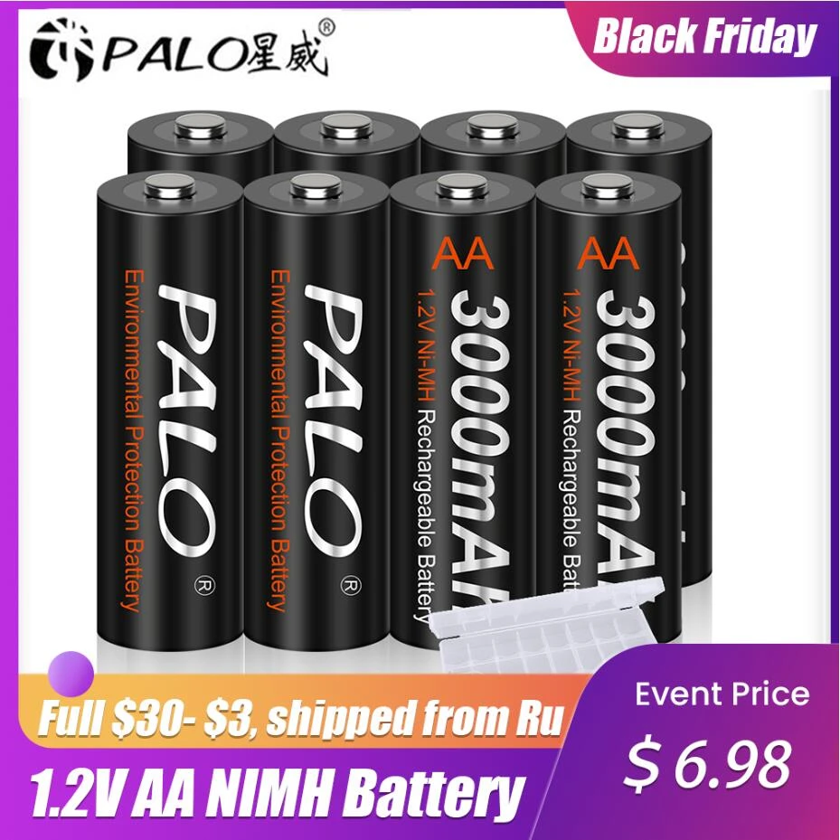 Palo 100% Original Battery Aa 1.2v Nimh Aa Rechargeable Battery 3000mah Low Self Discharge Aa ...