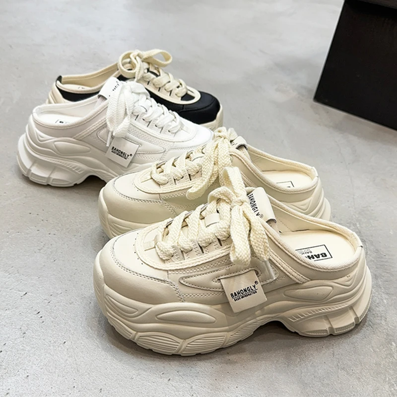 Spring-Super-Fire-Half-Slippers-Women-Wear-White-Shoes-Lazy-Daddy-Shoe ...