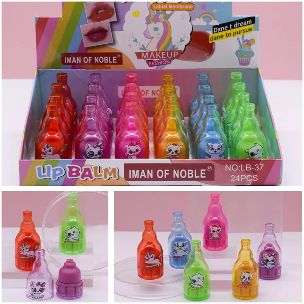 24pcs Drind Bottle Unicorn Lip Balm Cute Animal Theme Clear Longlasting ...