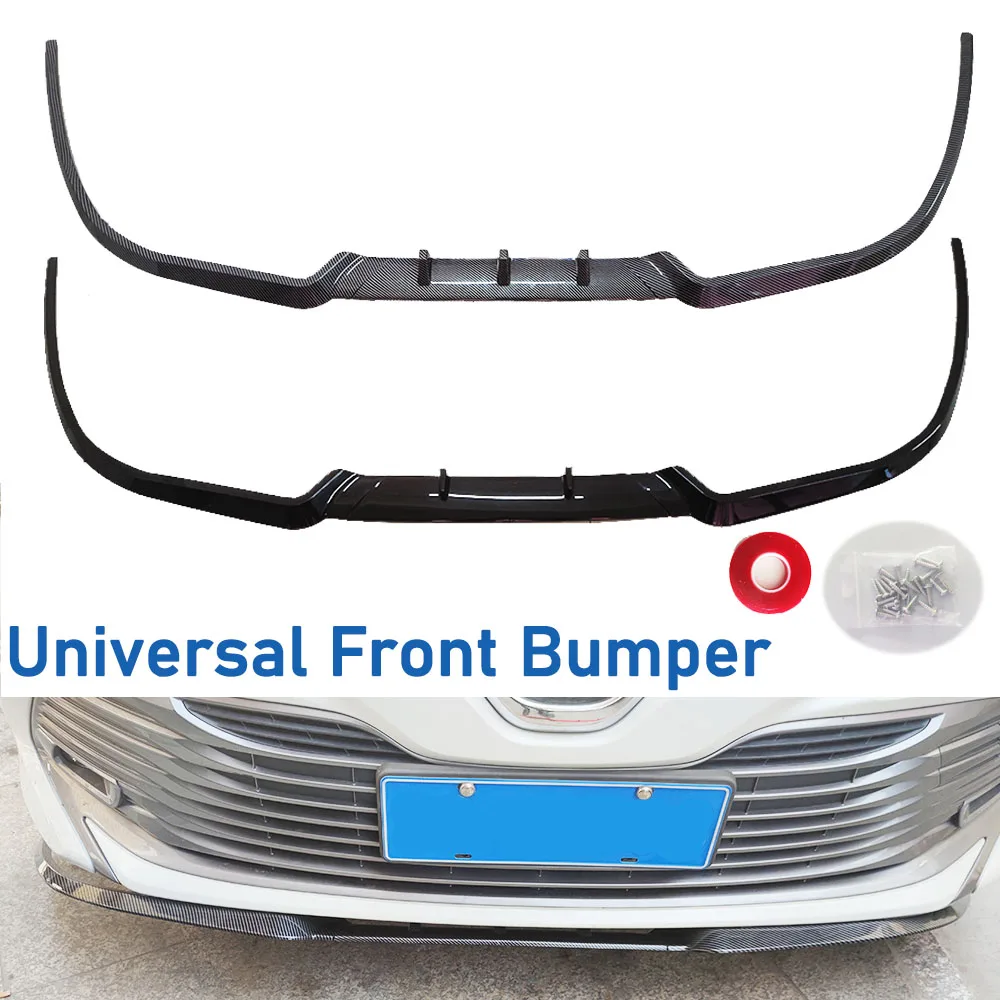 Abs Universal Car Front Bumper Lip Body Kit Spoiler Splitter Abs Bumper Canard Lip Splitter ...