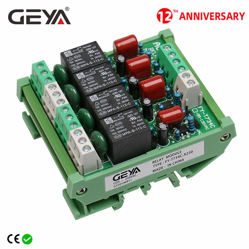 Interface Relay Module | 4 Channel Din Mount | Din Rail Relay | Geya ...