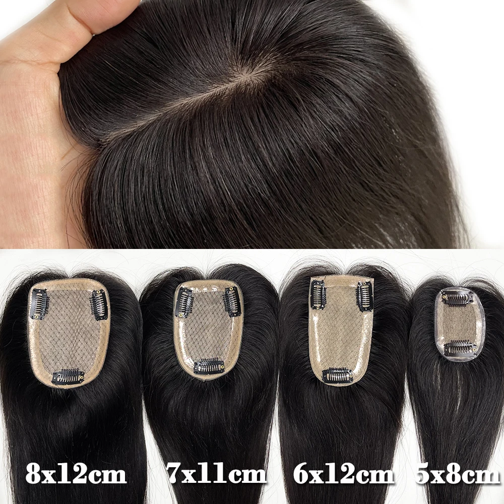4-Sizes-Breathable-Silk-Base-Human-Hair-Toppers-Hand-Tied-Silk-Top ...