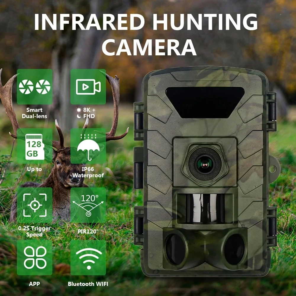 PR803W Infrared Wifi Trail Camera Hunting Game Camera 8K 60MP With App ...