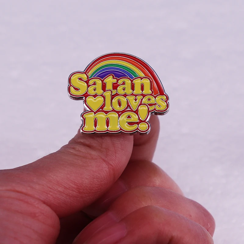 Satan Loves Me Rainbow Enamel Pin Badge Be A Good Lucifer Follower ...