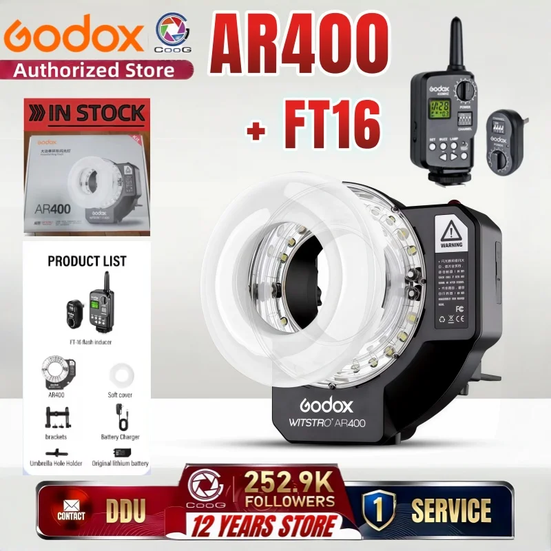 Godox Witstro AR400 400WS Ring Flash Speedlite Light LED Video Light ...