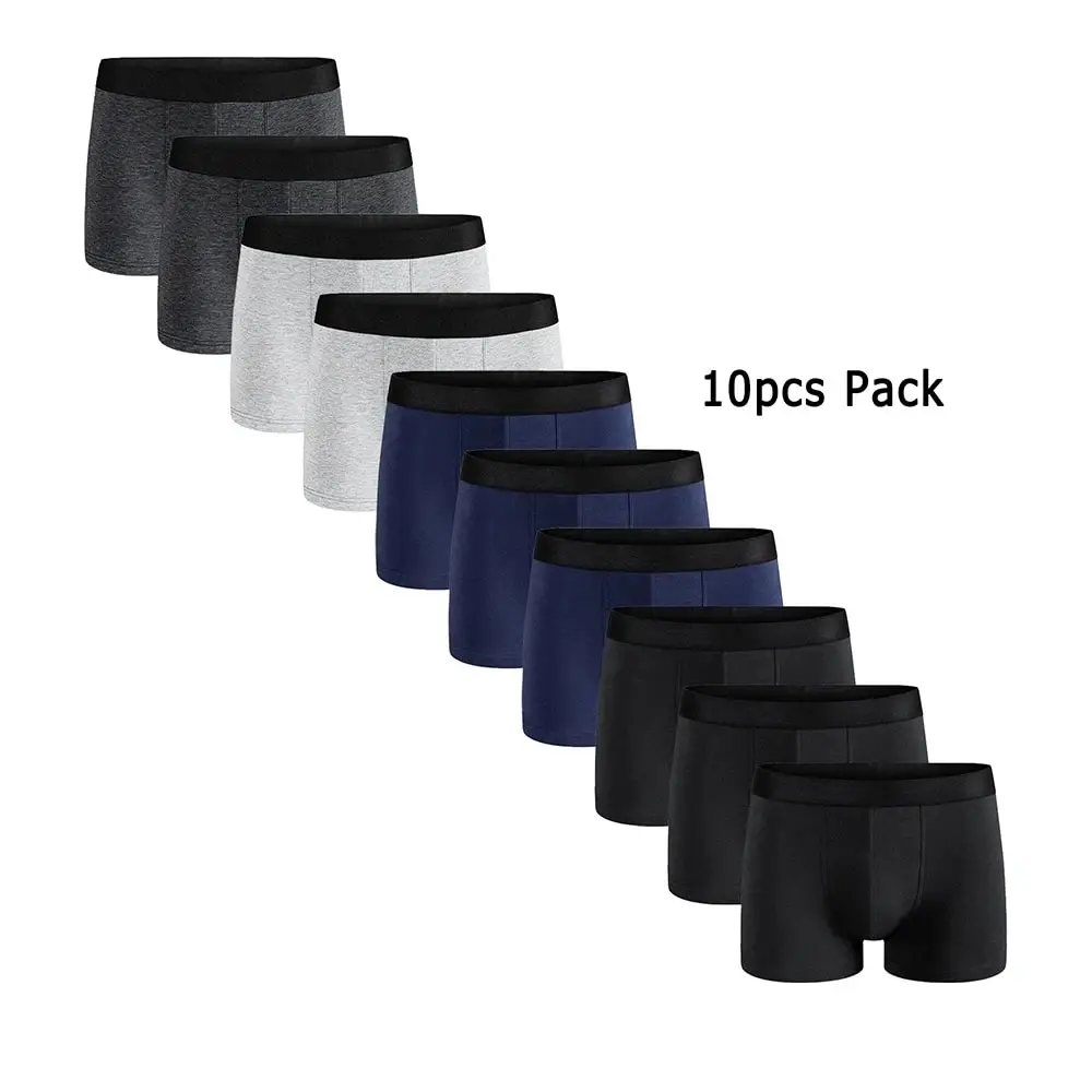 10Pcs-Pack-Men-Panties-Solid-Color-Underwear-Male-Brand-Boxer-And ...