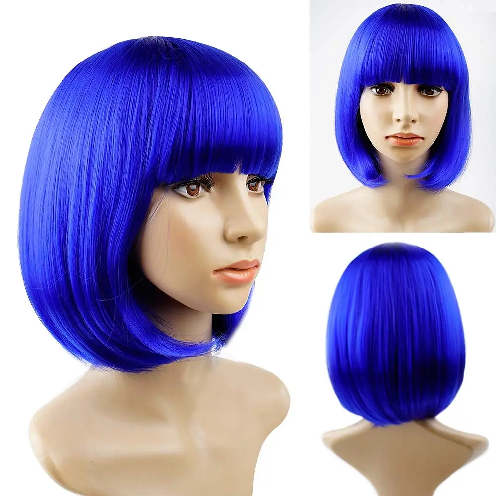 HAIRJOY-Synthetic-Hair-Blue-Bob-Wig-with-Bangs-12-Inch-Royal-Blue-Wig ...