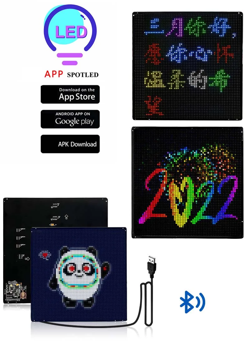 25X25cm-Square-Color-4096-Pixels-Bluetooth-Wireless-Sending-LED-Screen ...