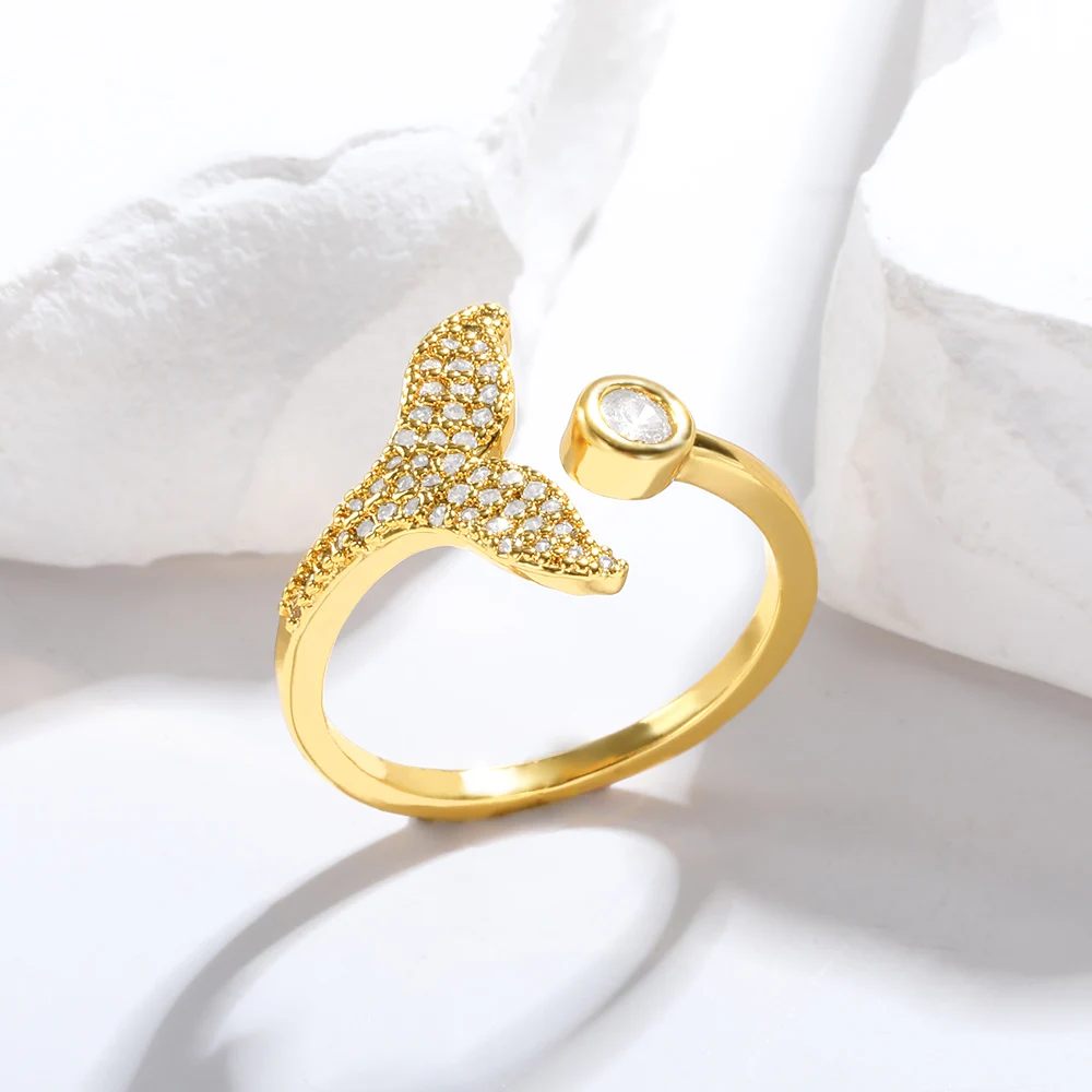 Zircon-Fishtail-Fish-Rings-For-Women-Romantic-Crystal-Opening-Finger ...