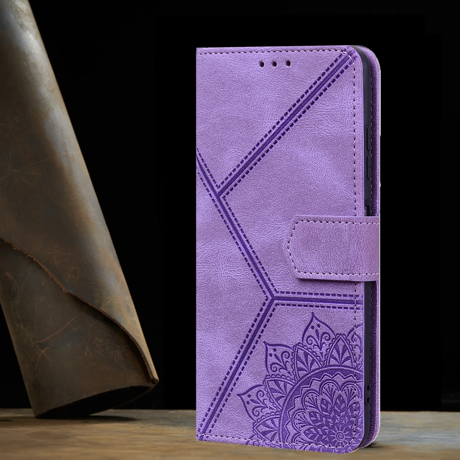 Embossed-Leather-Wallet-Phone-Case-Book-Stand-For-Samsung-Note-20-Ultra ...