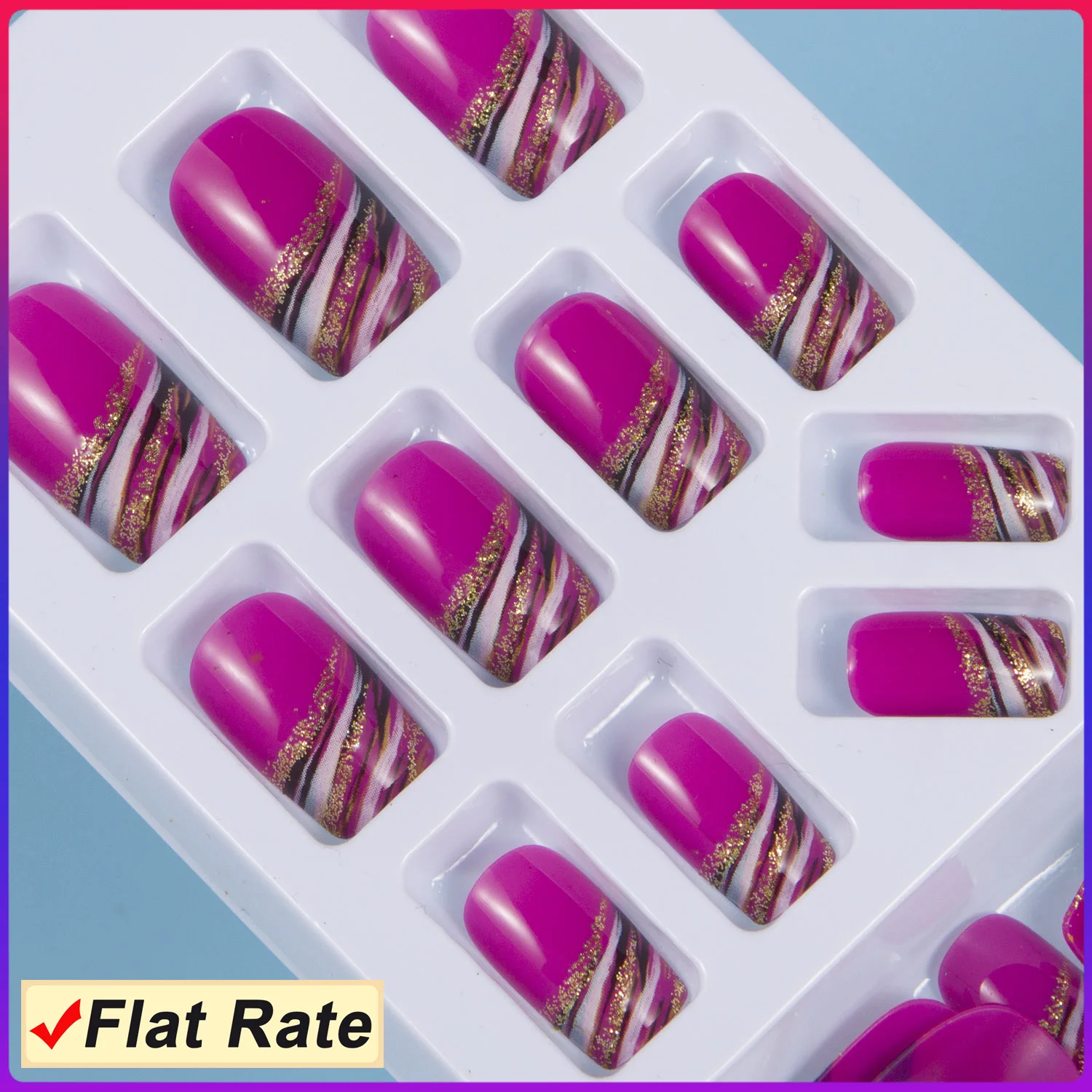 24pcs-set-Fashion-Acrylic-Full-Cover-Fake-Nails-10-Sizes-Press-on-Nails ...