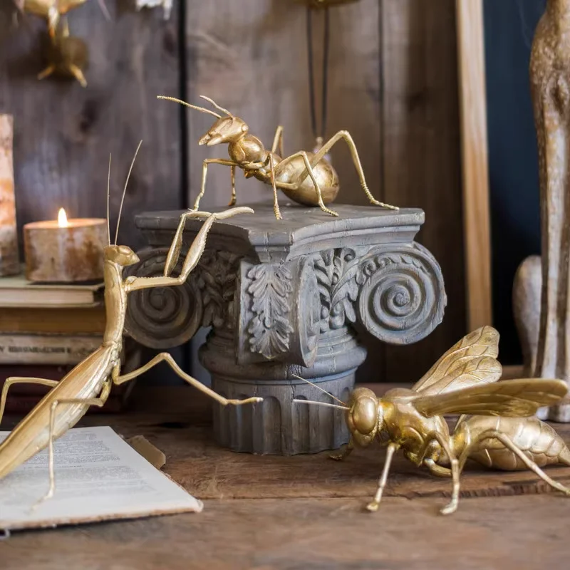Creative-Classical-Insect-Golden-Ornaments-Bee-Praying-Mantis-Ants ...
