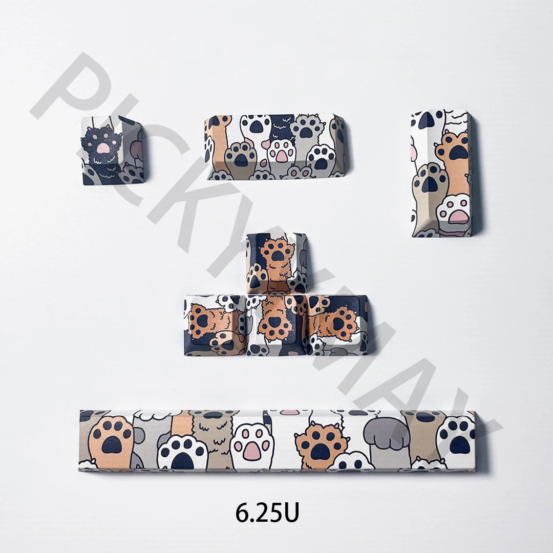8 PCS 5-Side Dye-SUB PBT Keycaps Cute Cat Paw Keys Spacebar Novelty ...