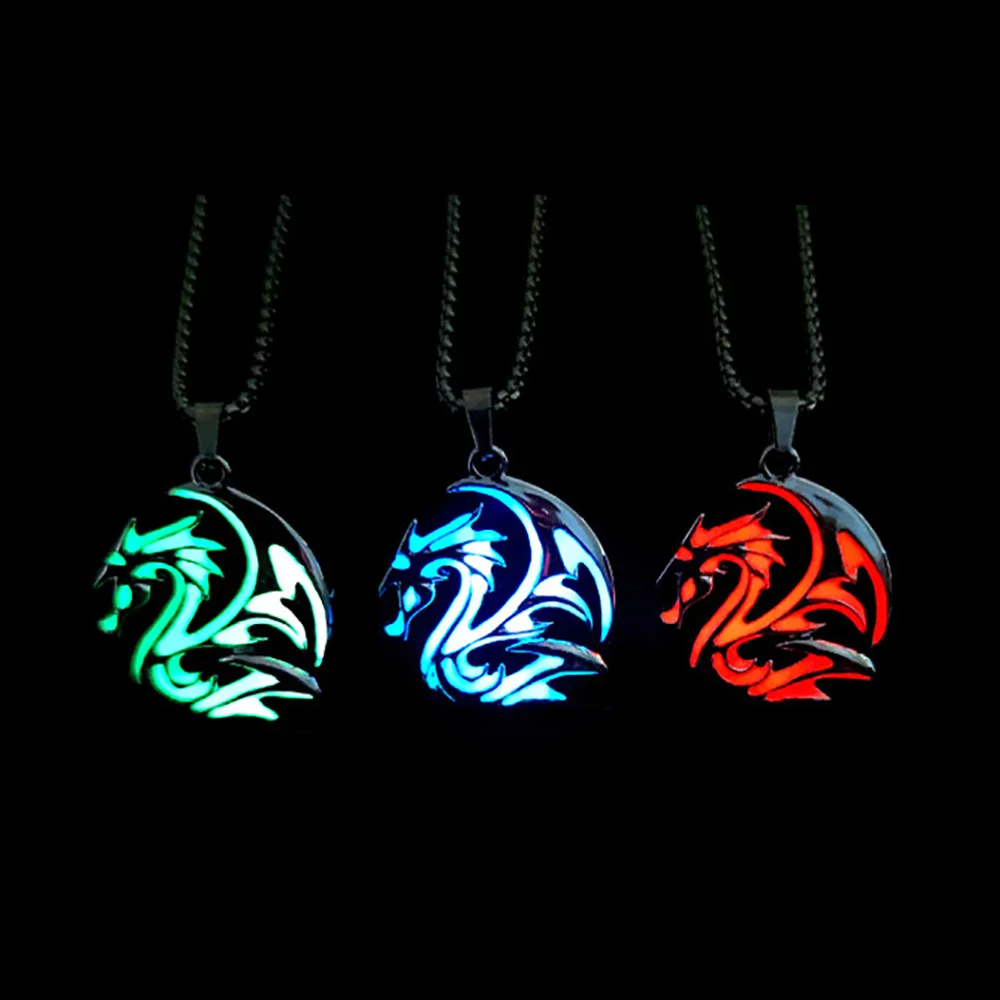 Hiphop-Rock-Stainless-Steel-Chain-Luminous-Alloy-Dragon-Pendant-Glowing ...