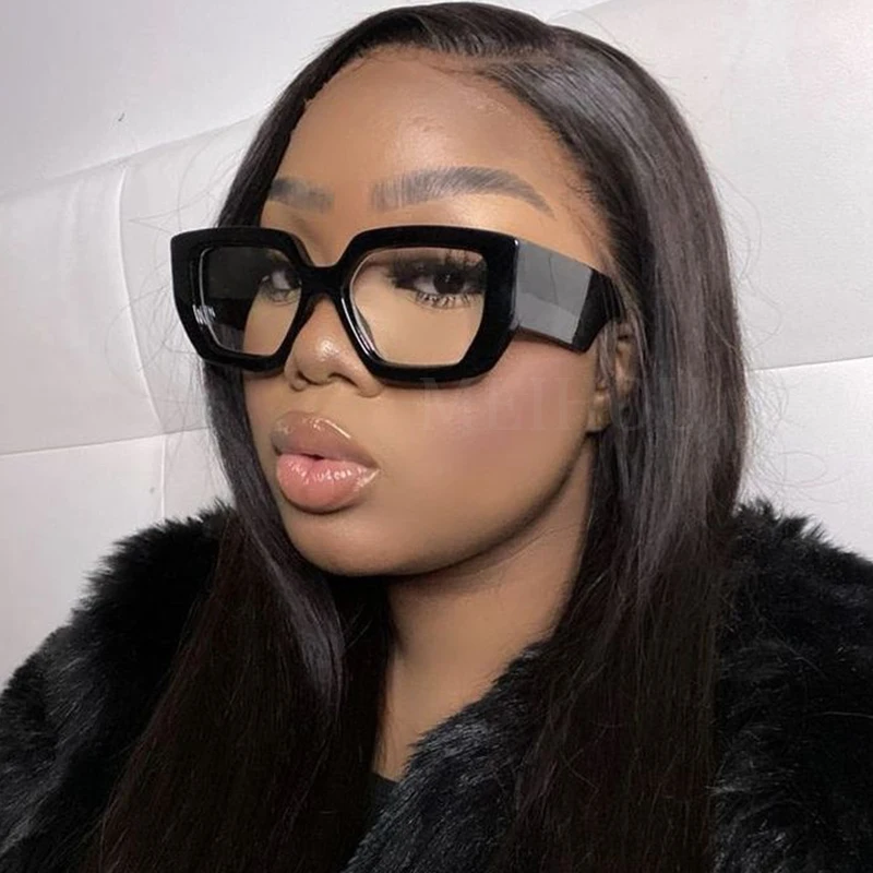 Trendy Square Big Women Glasses Frames Fashion Colorful Transparent ...