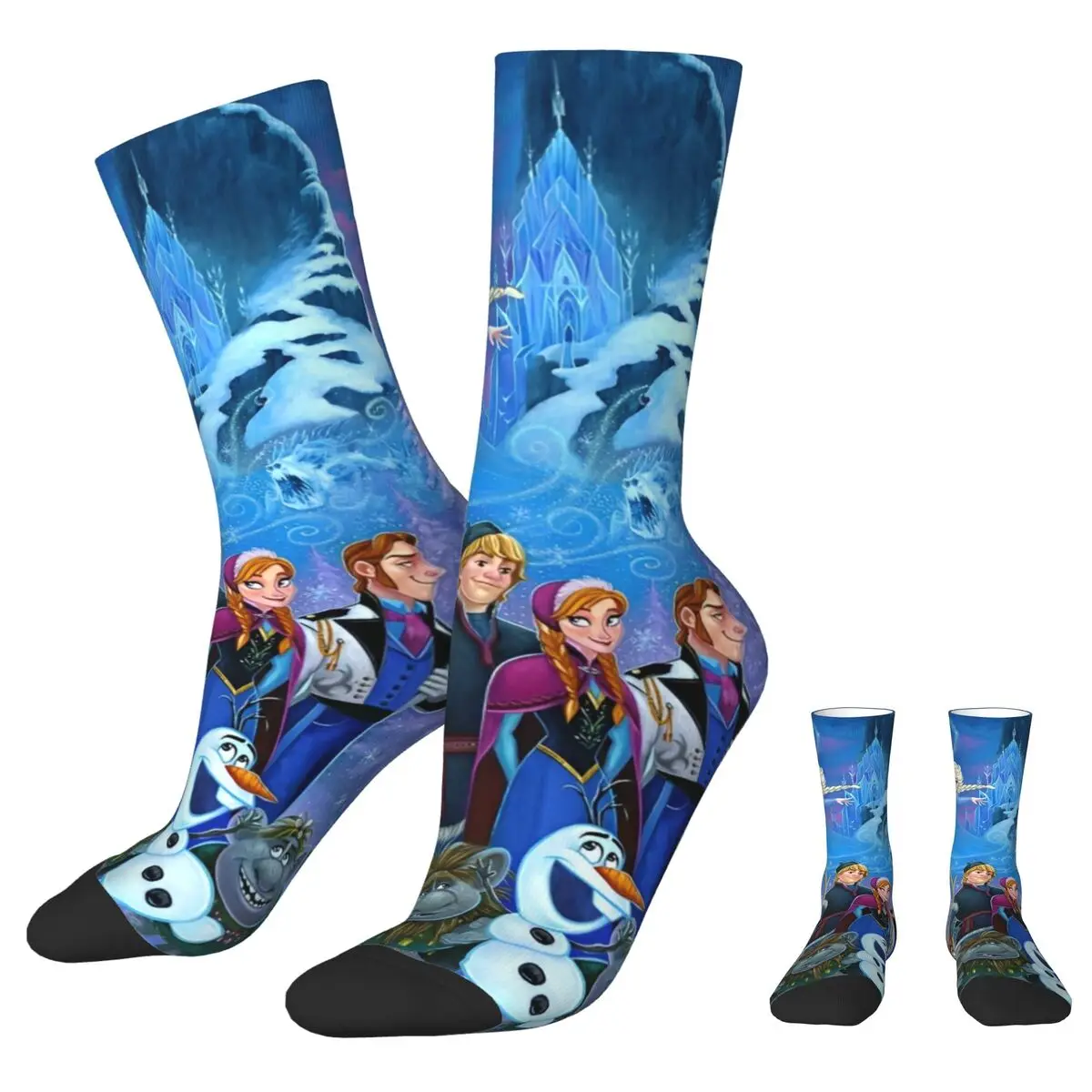 Cool-Frozen-Elsa-Princess-Cartoon-Basketball-Socks-Kristoff-Elsa-Olaf ...