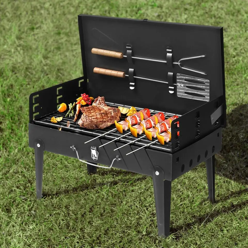 BBQ-Barbecue-Grill-Portable-Fold-Charcoal-Stove-Camping-Garden-Outdoor ...