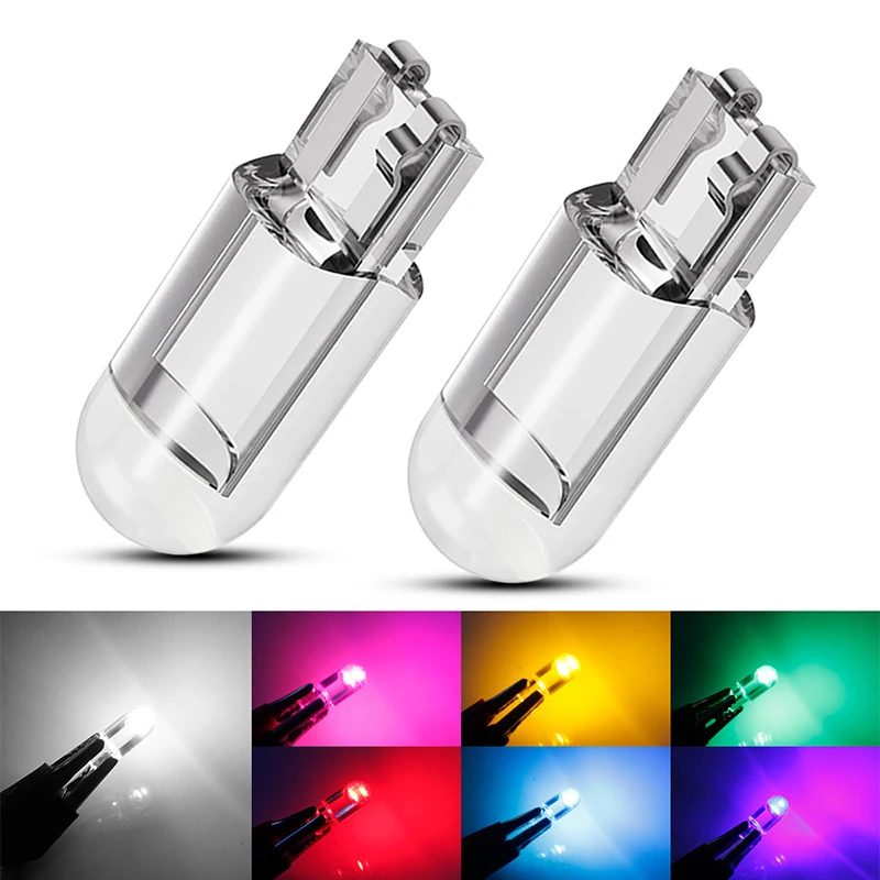 10Pcs Led T10 Car Light COB Glass 6000K White Auto Automobiles License ...