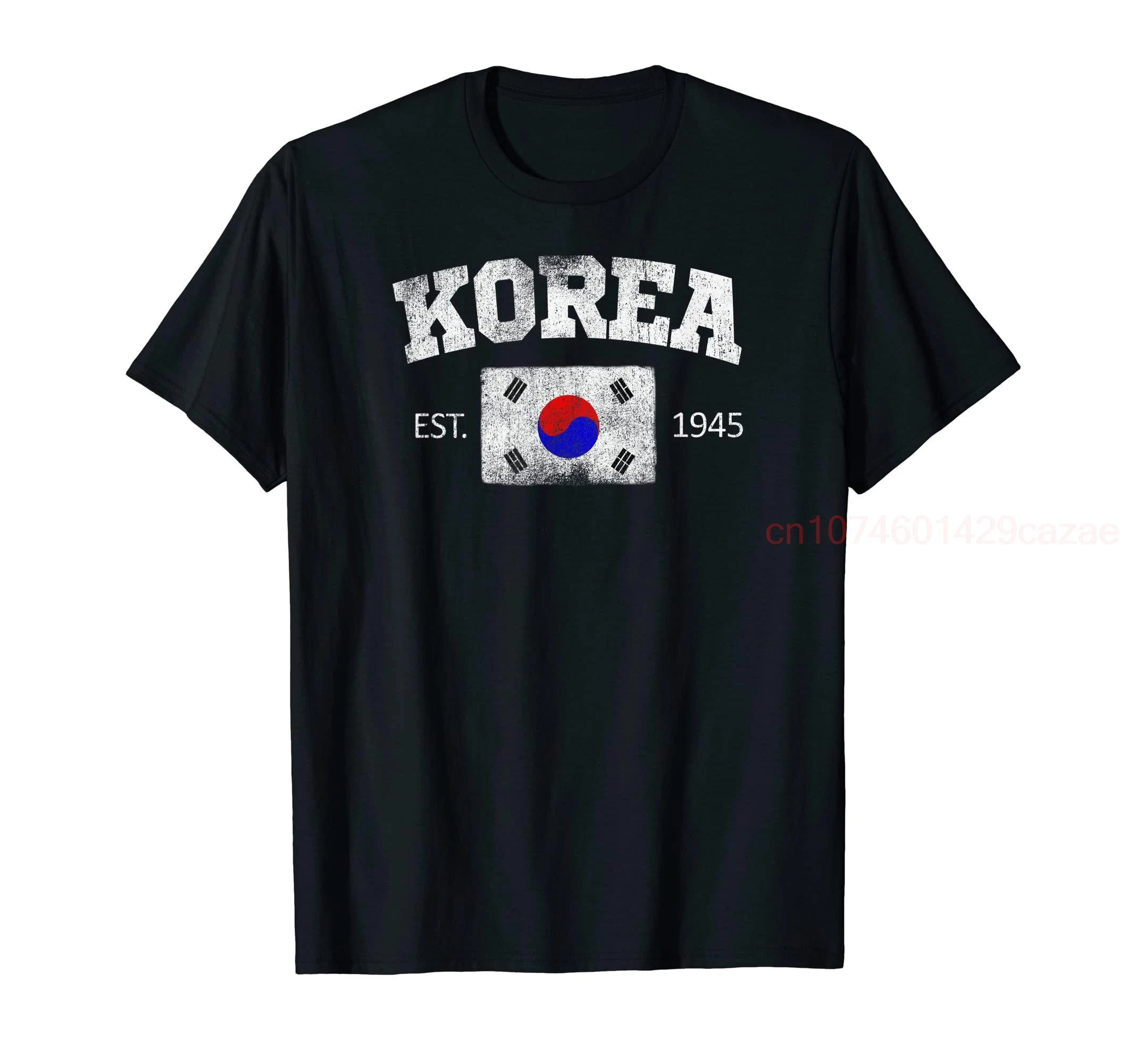 100% Cotton Vintage KOREA Independence Day Flag Est 1945 Souvenir T Shirt Gift Hip Hop MEN WOMEN ...