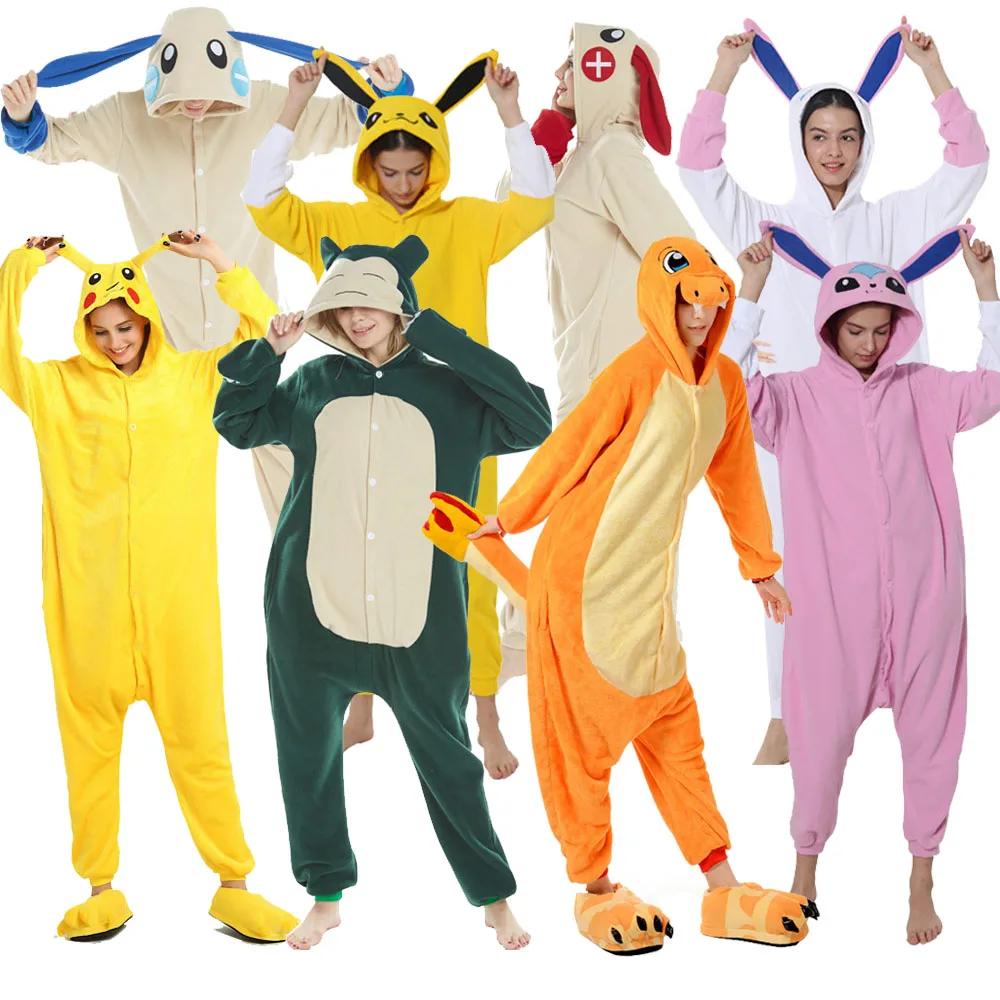 Pijama siamés de Pokémon, Pikachu, Snorlax, Charmander, Eevee, Sylveon ...